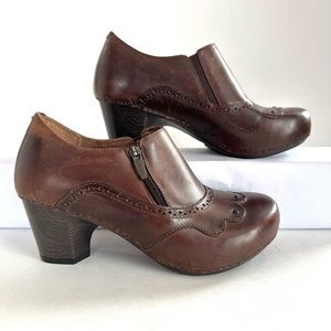 Dansko | Shoes | Dansko Professional Nancy Brown Leather Scalloped Stud Ankle Boots Booties Sz4 ...
